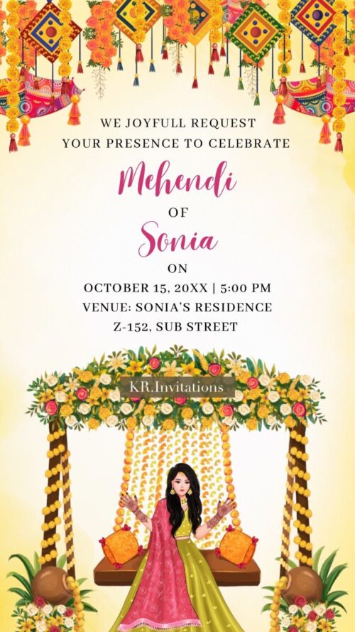 Mehndi night invitation cards डिज़ाइन - छूट में खरीदें!