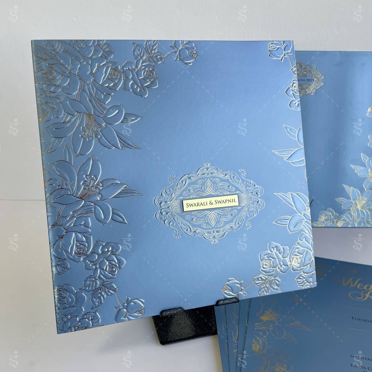 Big 10" Square Lilly Rose Blue - 902 - Bhartiya Cards