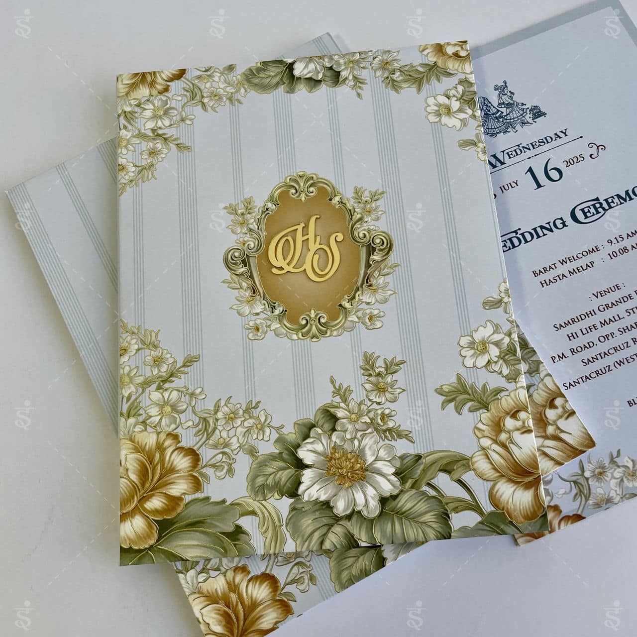 Thick Padding Blue Florals - 974 - Bhartiya Cards