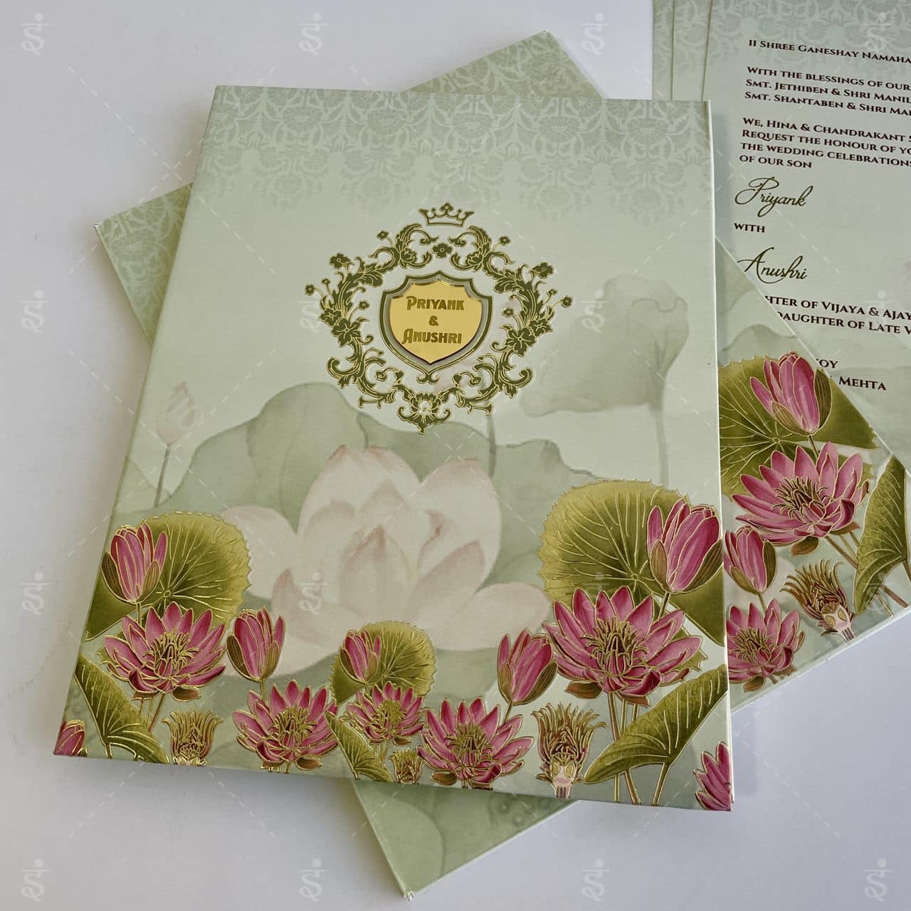 Thick Padding Lotus Theme - 975 - Bhartiya Cards