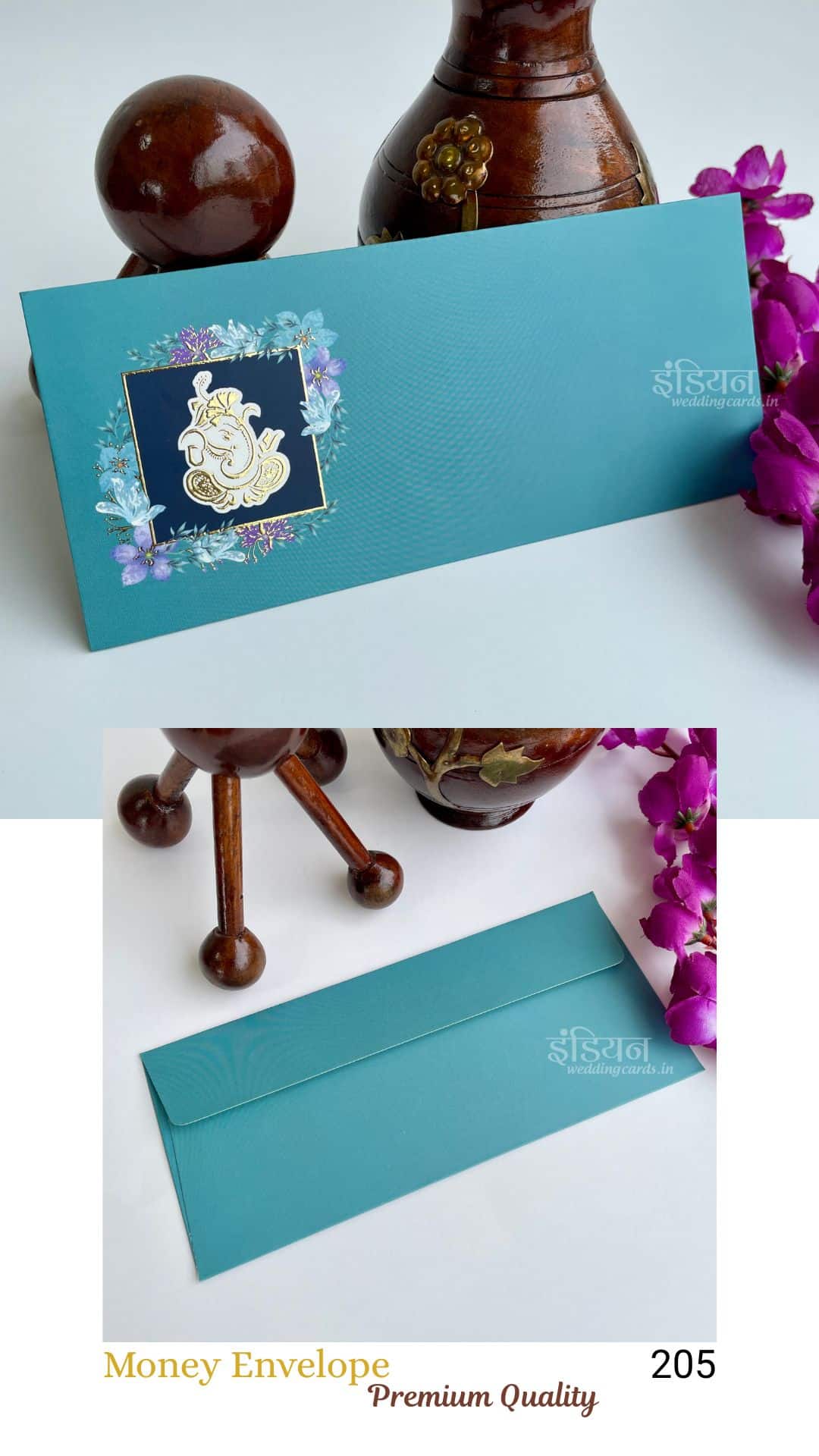 Elegant Ganpati Motif in Gold Foil UV Money Gift Envelope Wedding ...